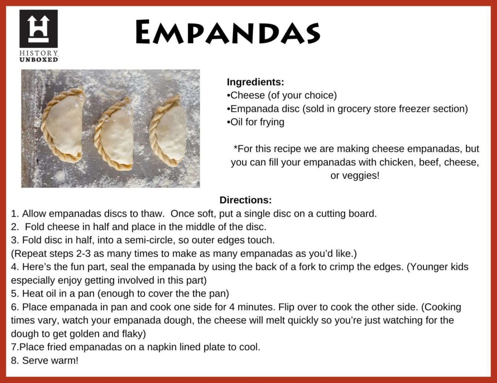 Empanada Recipe Card - History Unboxed